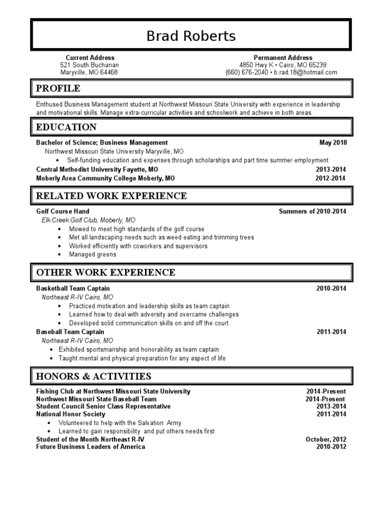 Brad Roberts Resume | PDF