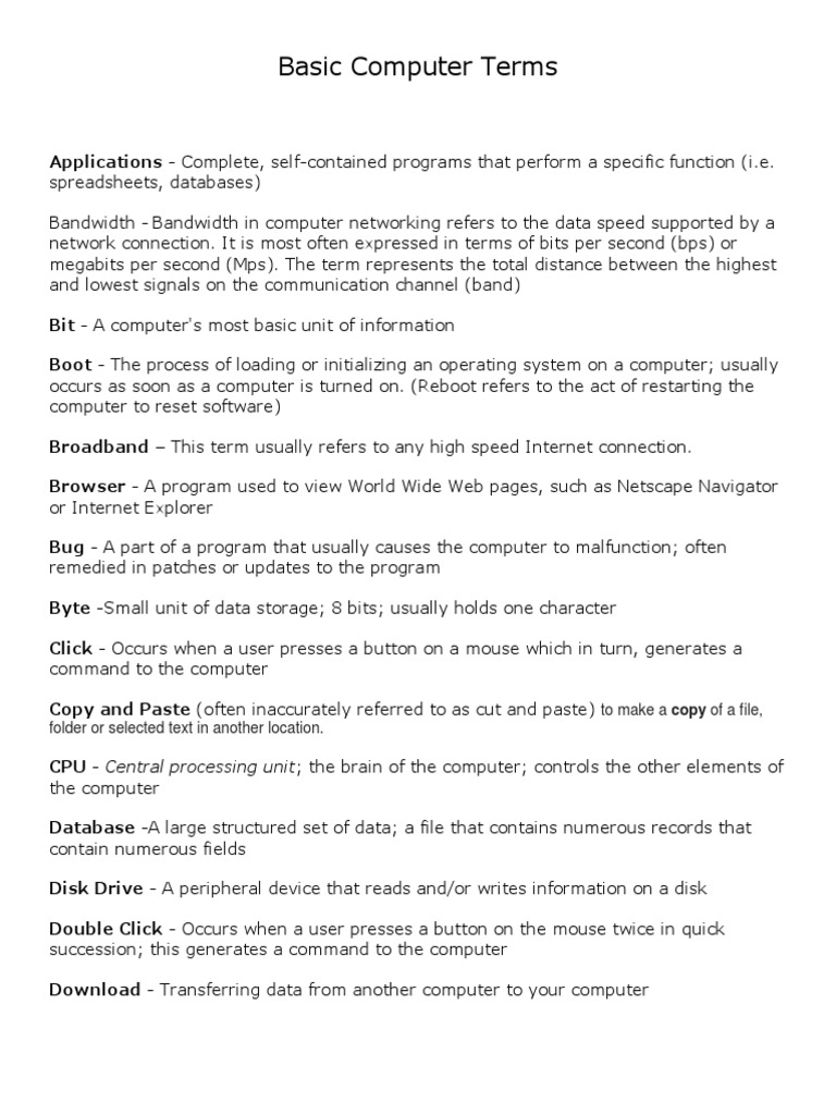 Basic Computer Terms | PDF | Usb Flash Drive | Malware