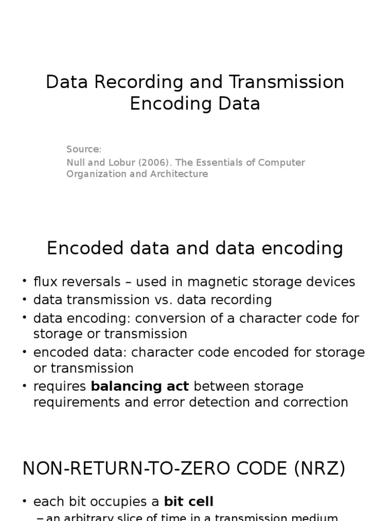 2 Data Recording and Transmission Encoding Data | PDF | Data ...