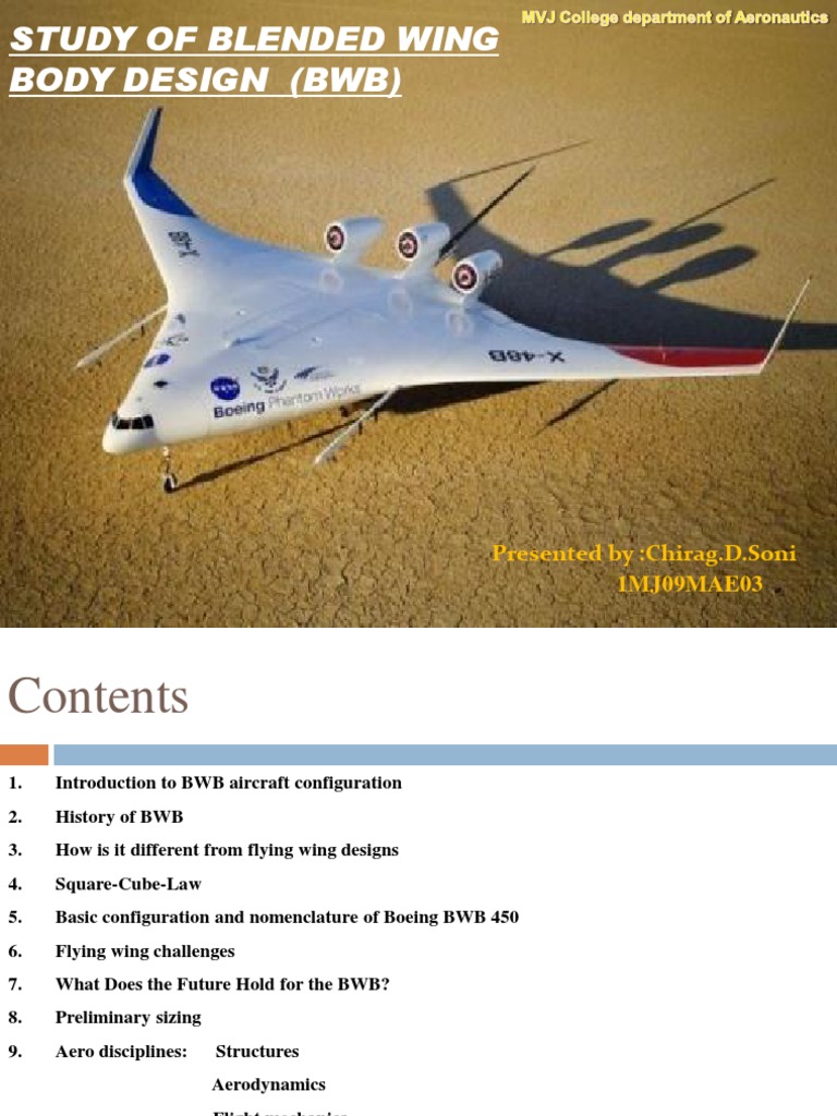Study of Blended Wing Body Design (BWB | PDF | Aircraft | Wing