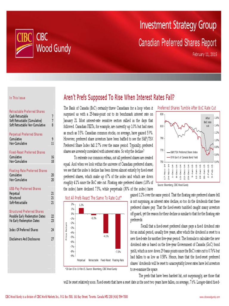 Canadian Preferred Shares Yield Tables | PDF | Preferred Stock | Yield ...