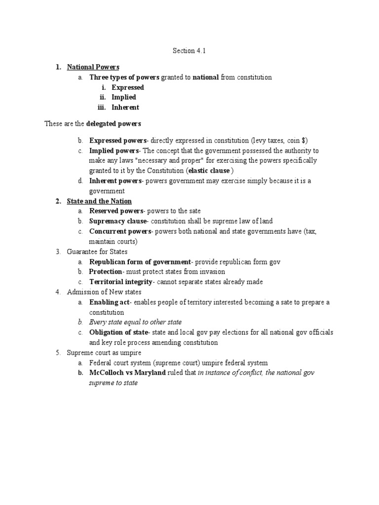 National and State Powers Explained | PDF
