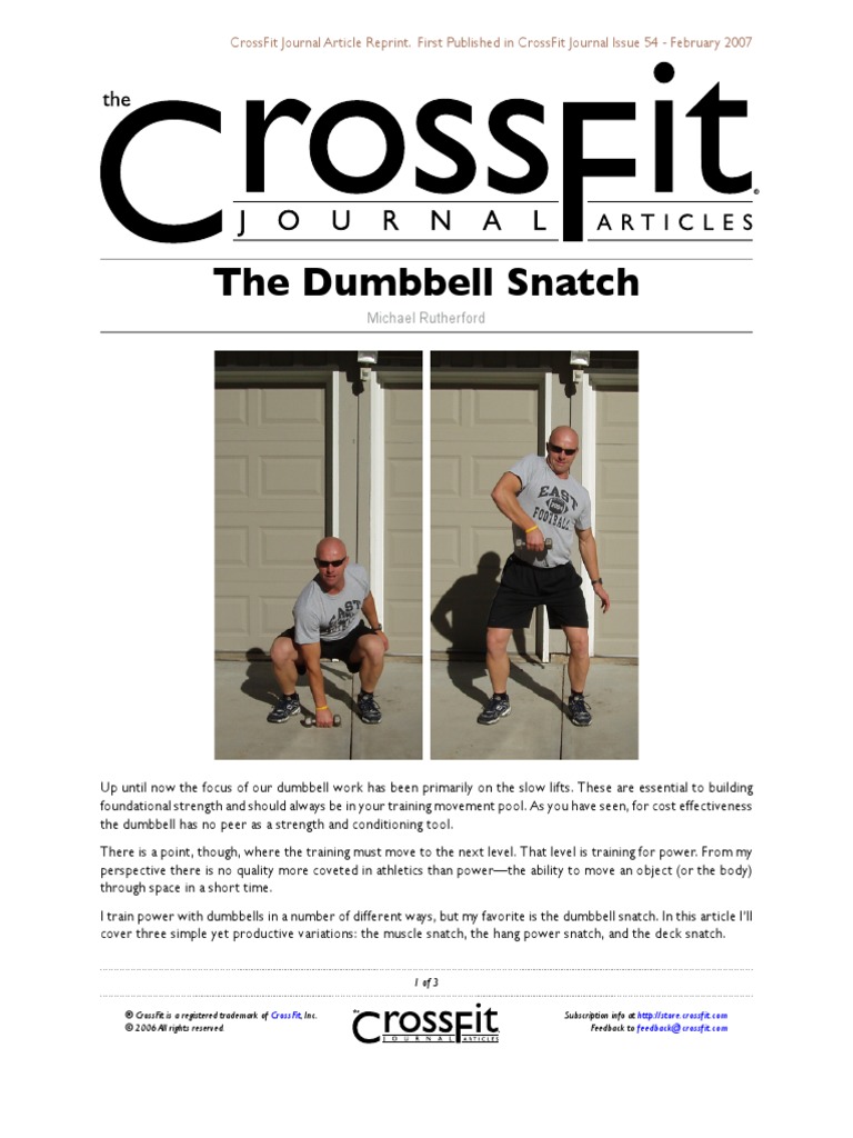 The Dumbbell Snatch | PDF | Anatomical Terms Of Motion ...