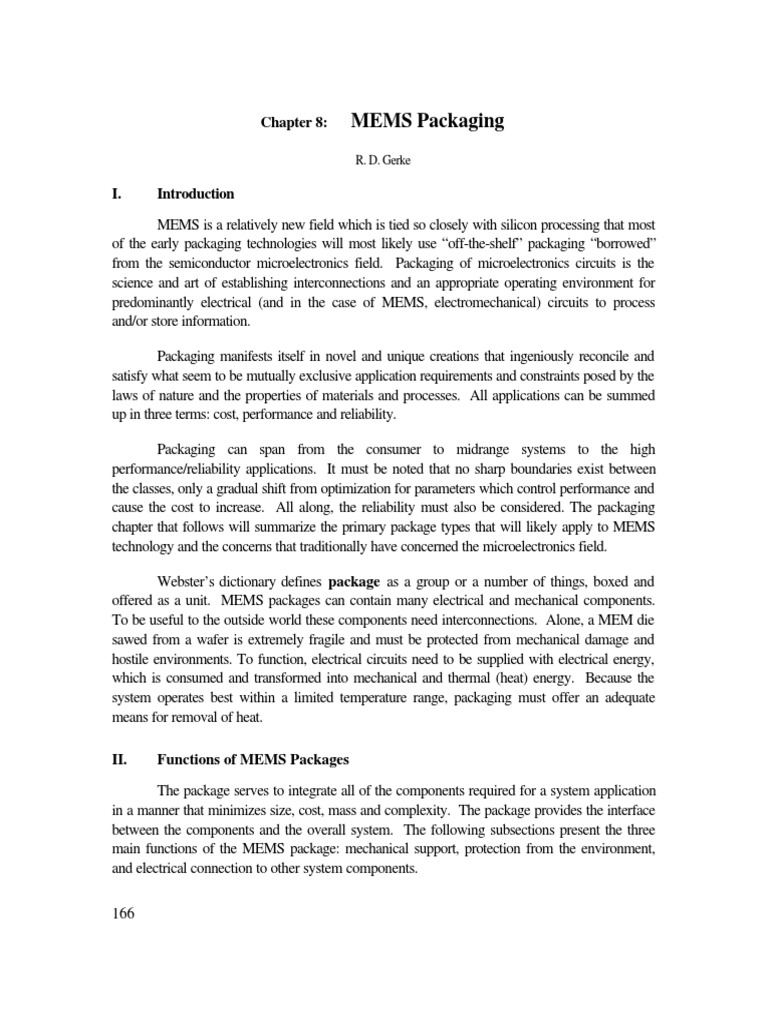 MEMS Packaging HandBook | PDF | Microelectromechanical Systems ...
