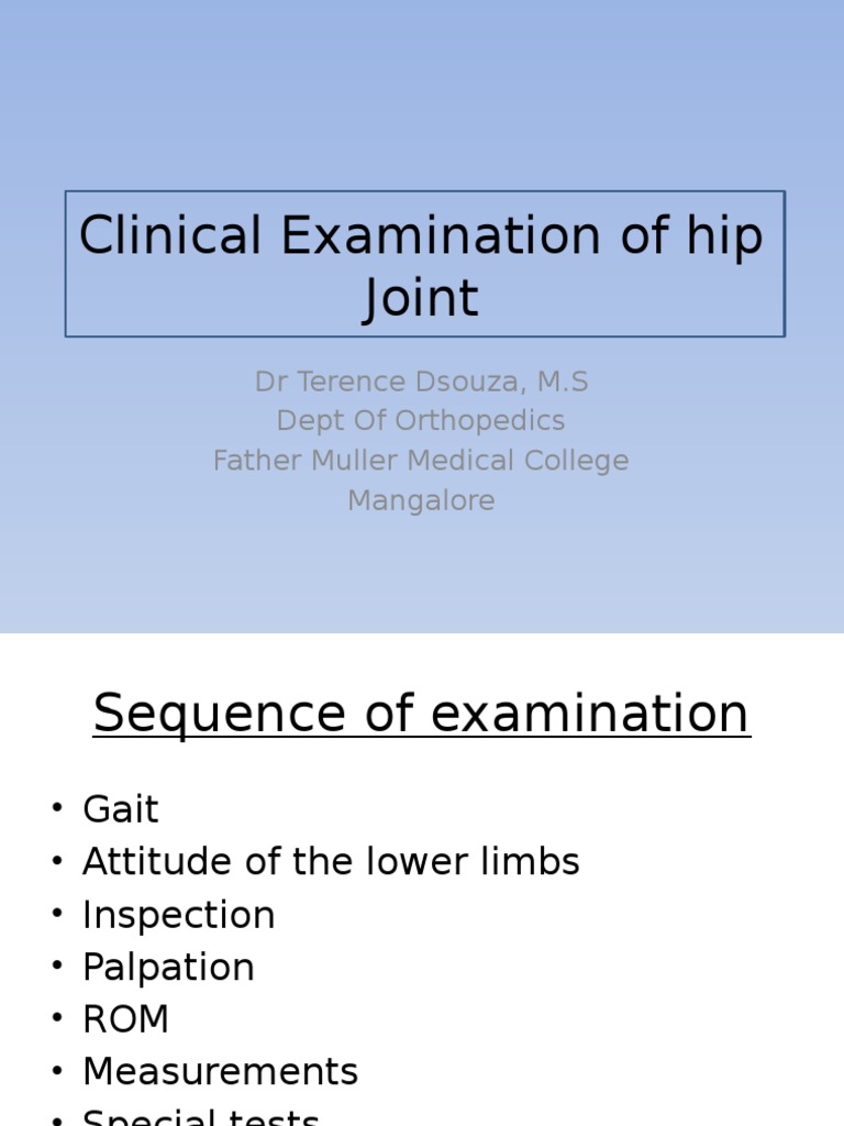 Hip Joint Examination Techniques | PDF