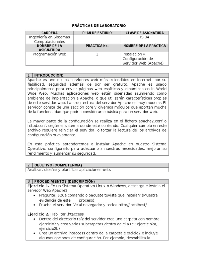 Prácticas de Laboratorio 1 | PDF | Servidor HTTP Apache | Red mundial