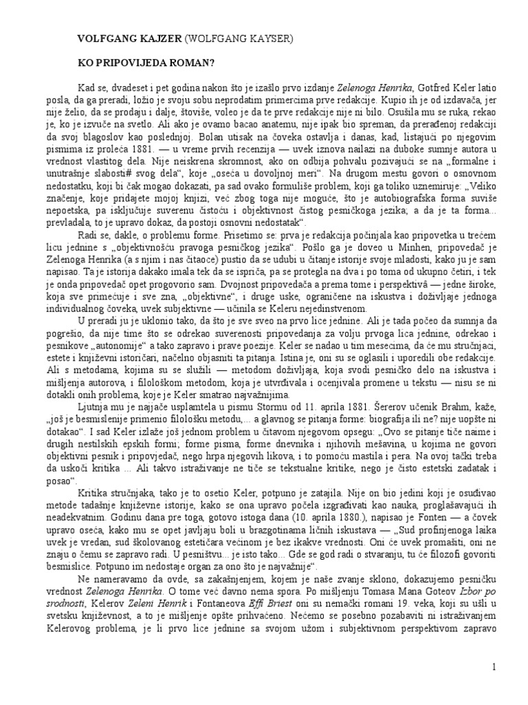 Kajzer, Ko Pripoveda Roman | PDF
