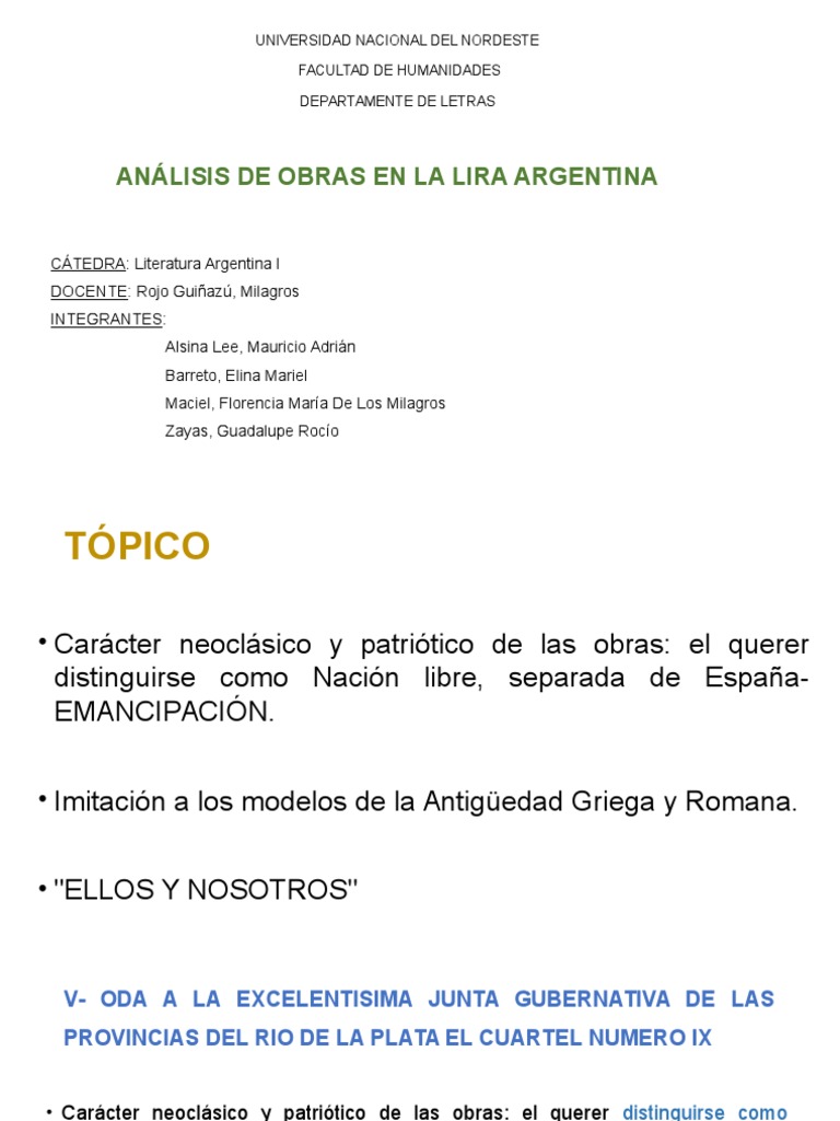 Análisis de poemas de la Lira Argentina | PDF | Argentina | Poesía