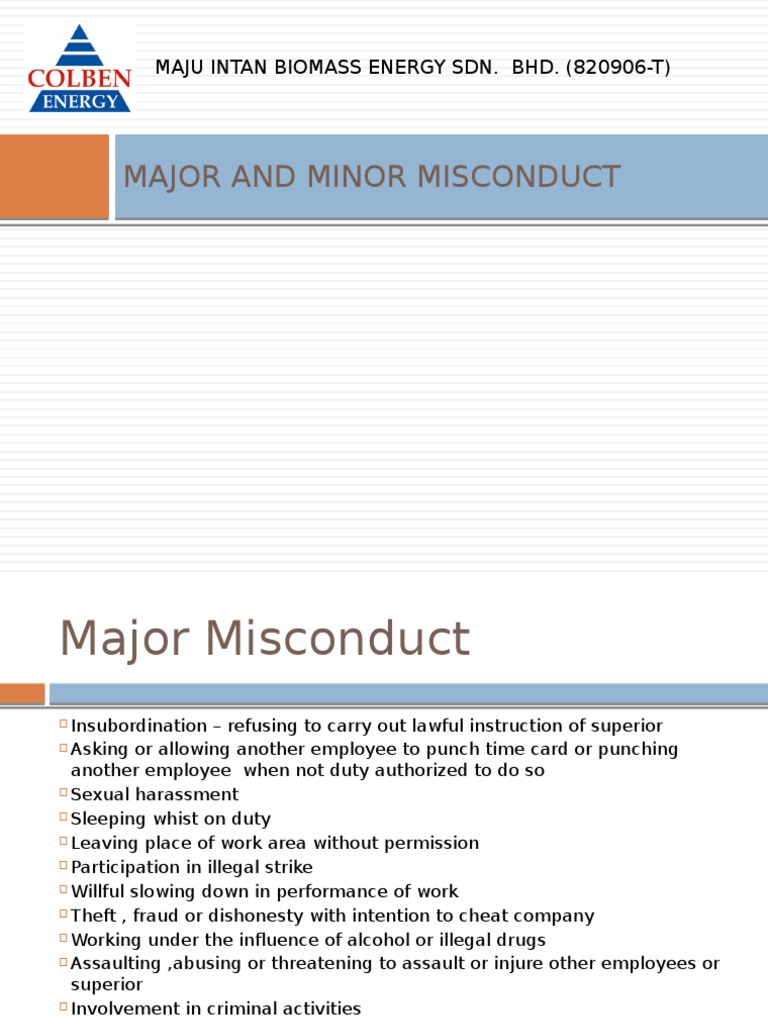 Major and Minor Misconduct Guidelines | PDF | Applied Ethics ...