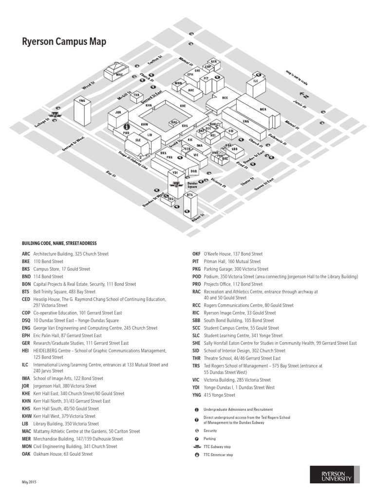 Ryerson Campus Map: Building Code, Name, Street Address | PDF