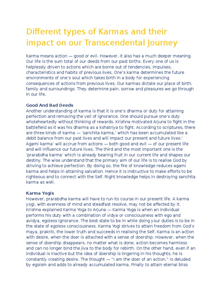 Understanding Karma and Spiritual Growth | PDF | Karma | Hindu ...