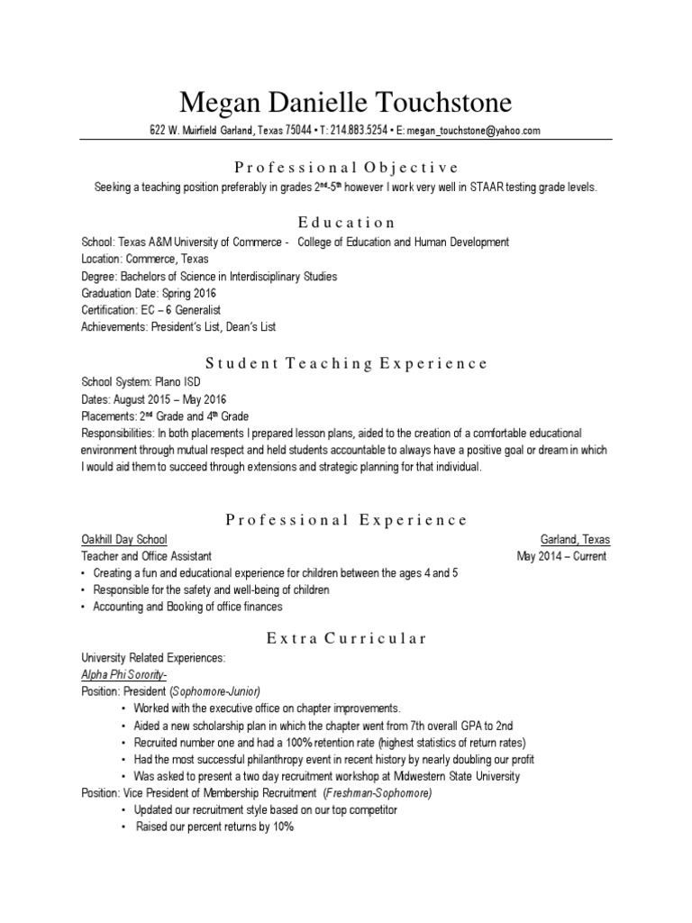 Teaching Resume for Grades 2-5 | PDF