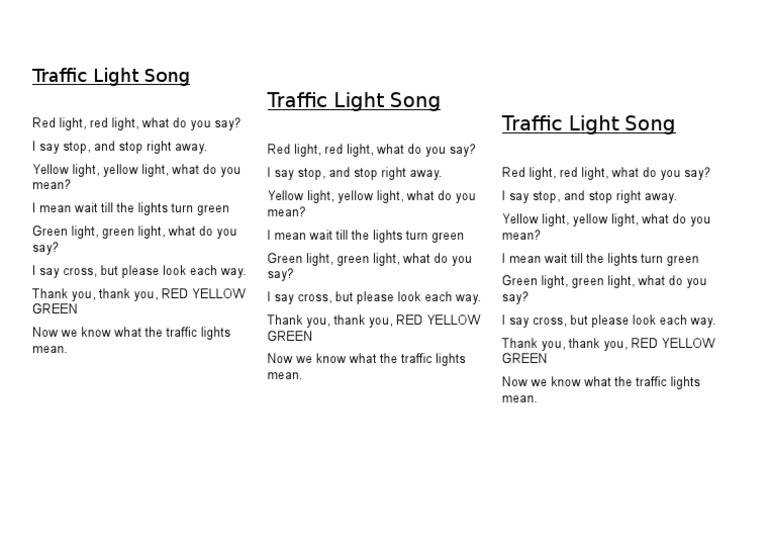 Traffic Light Song for Kids | PDF