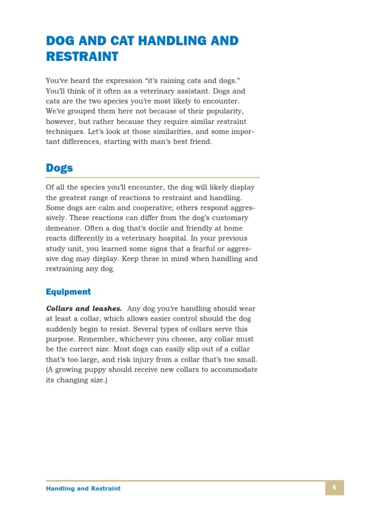 Veterinary Restraint Guide | PDF | Leash | Animals And Humans