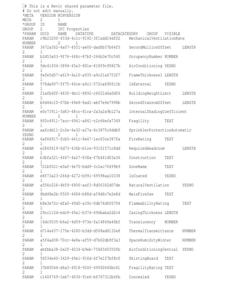 IFC Shared Parameters | Download Free PDF | Computing And Information Technology