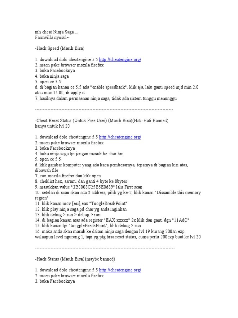 Nih Cheat Ninja Saga | PDF