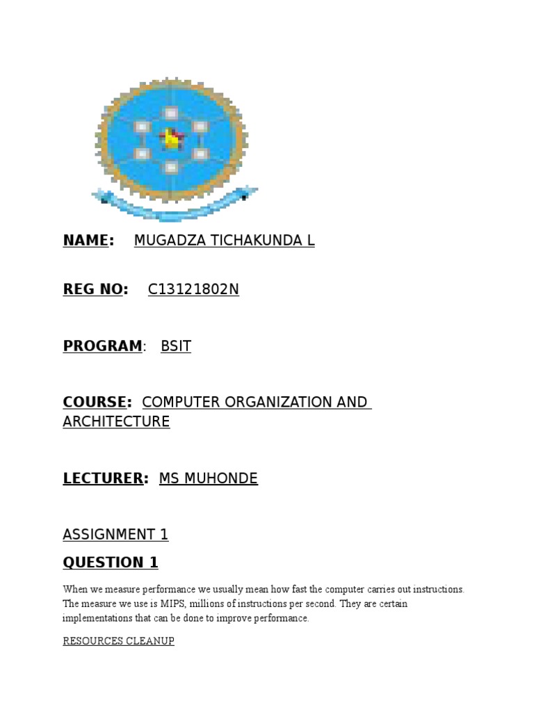 Computer Organisation and Architecture Assignment | PDF | Instruction Set | Central Processing Unit