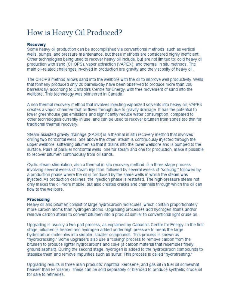 How Is Heavy Oil Produced | PDF | Fossil Fuels | Petroleum Industry