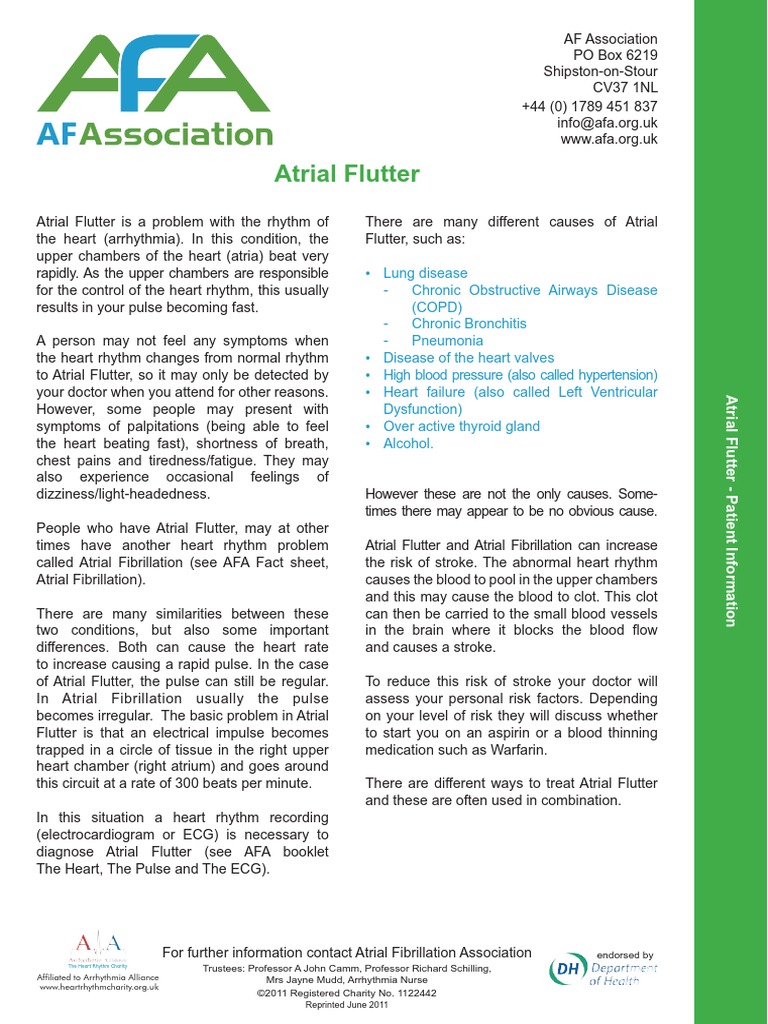 JF FINAL Atrial Flutter Fact Sheet | PDF | Cardiac Arrhythmia | Atrium ...