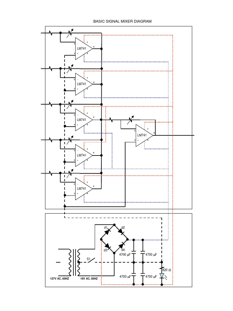 LM741 Basic Signal Mixer Diagram | PDF | Technology & Engineering