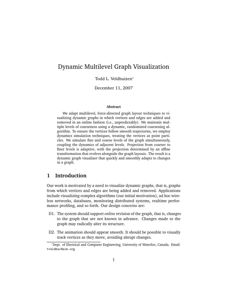 Dynamic Multilevel Graph Visualization | PDF | Vertex (Graph Theory ...