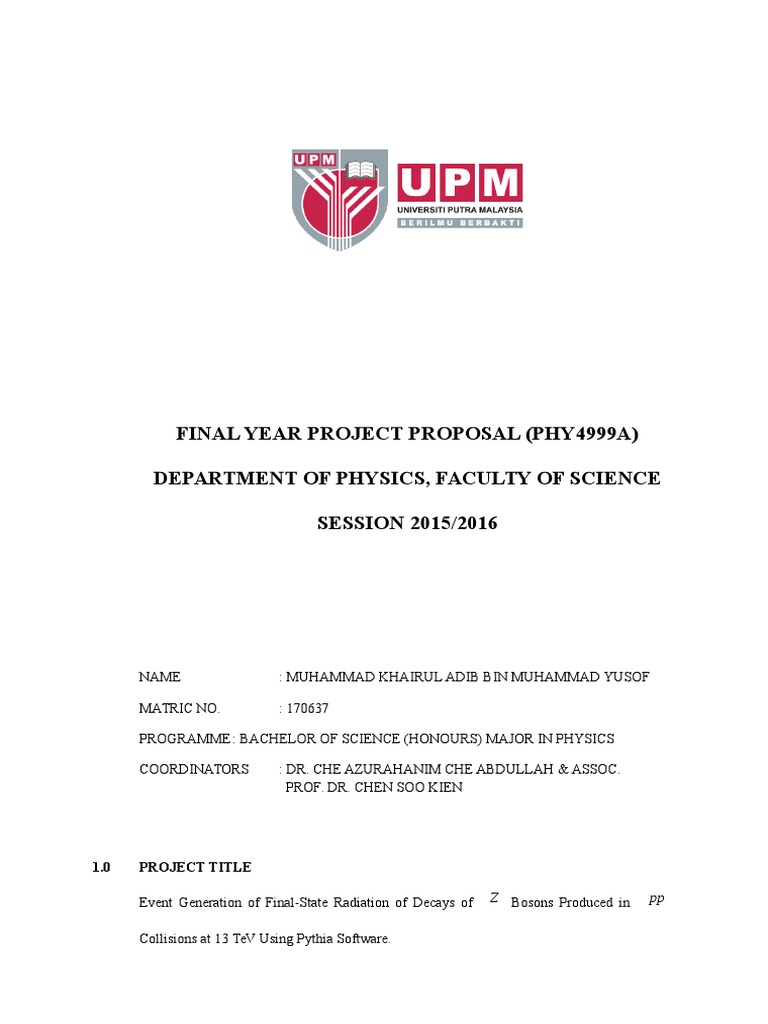 Final Year Project Proposal | PDF | Large Hadron Collider | Elementary ...