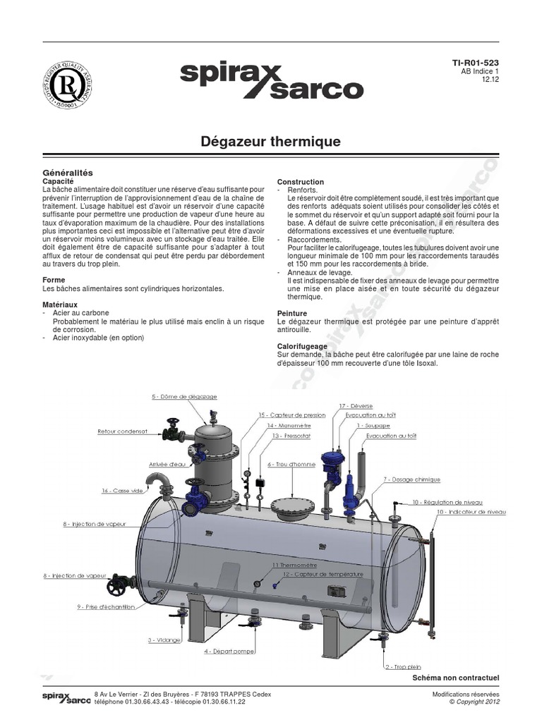Dégazeur thermique | Chaudière | Acier