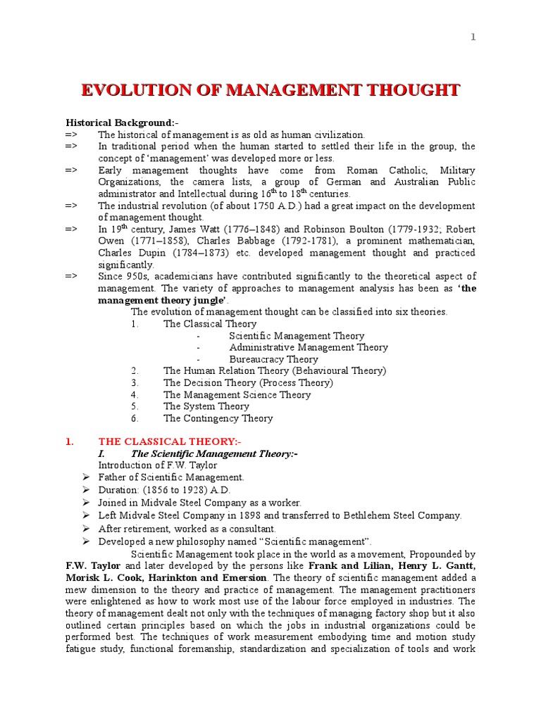 Evolution of Management Thought | PDF | Decision Making | System