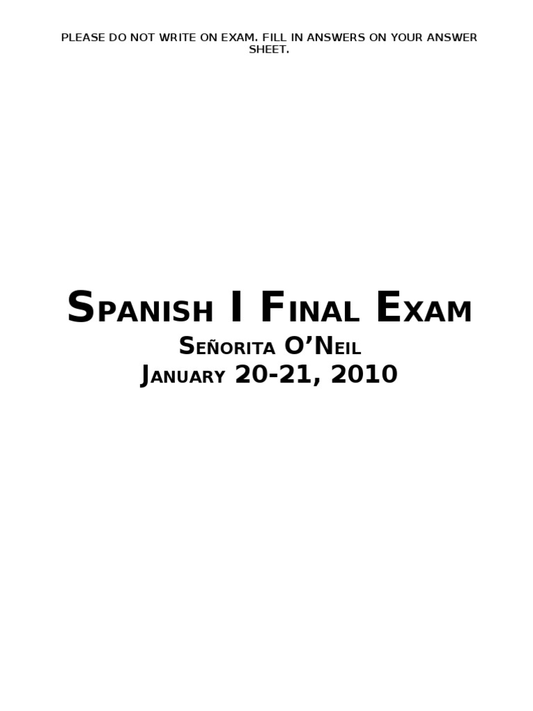 Spanish I Final Exam - Rough Draft | PDF | Comida y bebida | Alimentos