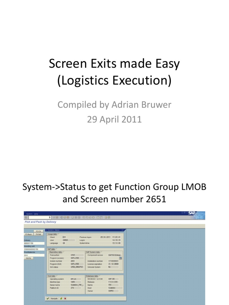 SAP SD LE RF Screen Exits Made Easy | PDF