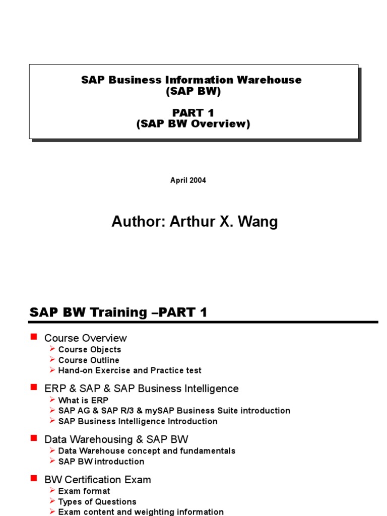 SAP BW Training Part 1 | PDF | Data Warehouse | Business Intelligence
