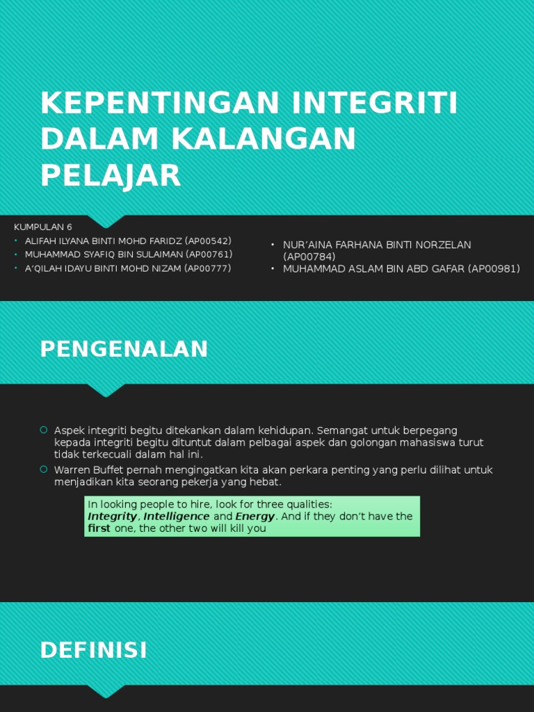 Kepentingan Integriti Pelajar | PDF | Karier & Perkembangan