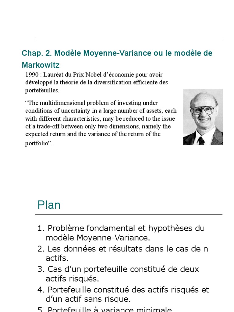 Markowitz | PDF | Variance (mathématiques) | Analyse statistique