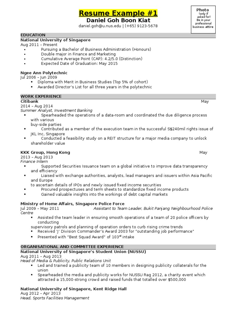 NUS Resume Examples and Templates | PDF | Singapore | World Politics