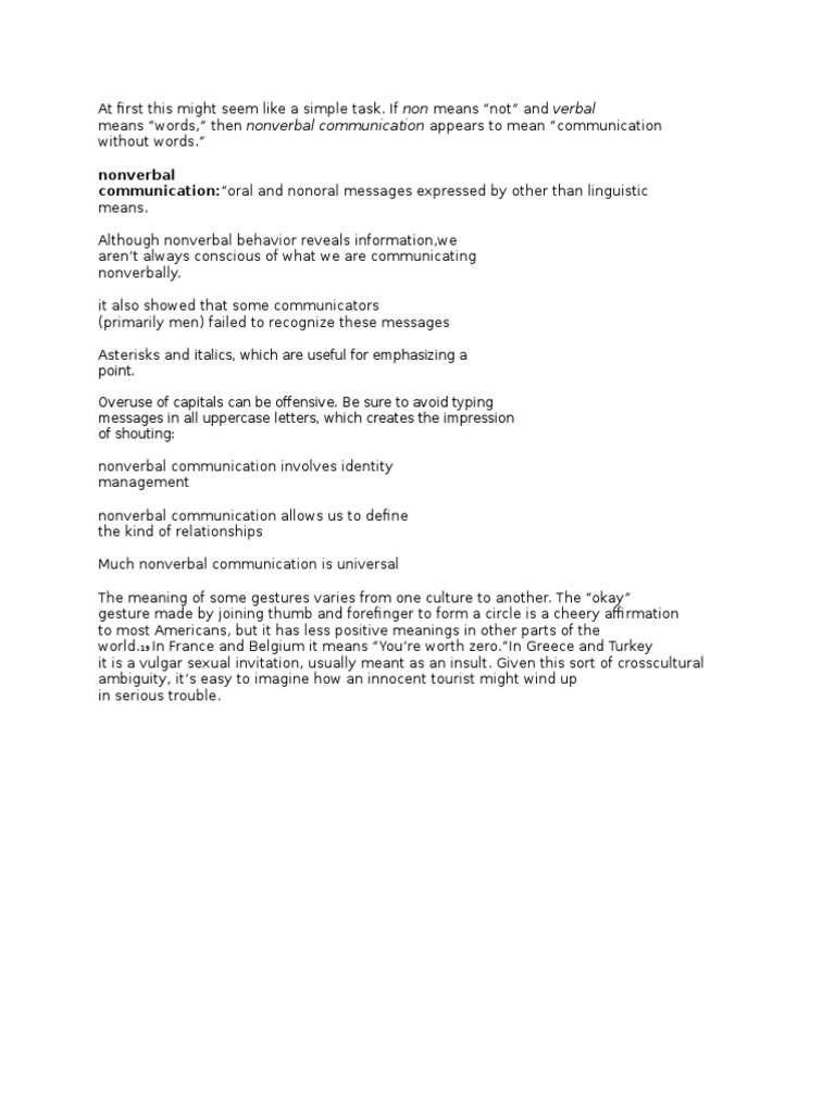 Understanding Nonverbal Communication | PDF