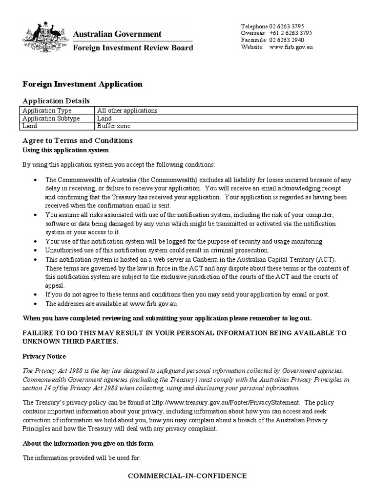 Foreign Investment Application | PDF | Privacy | Personally ...