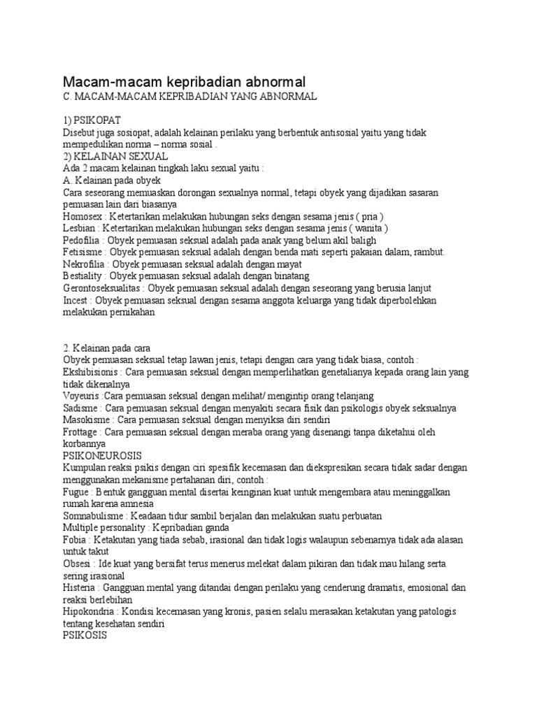 Perilaku Abnormal | PDF