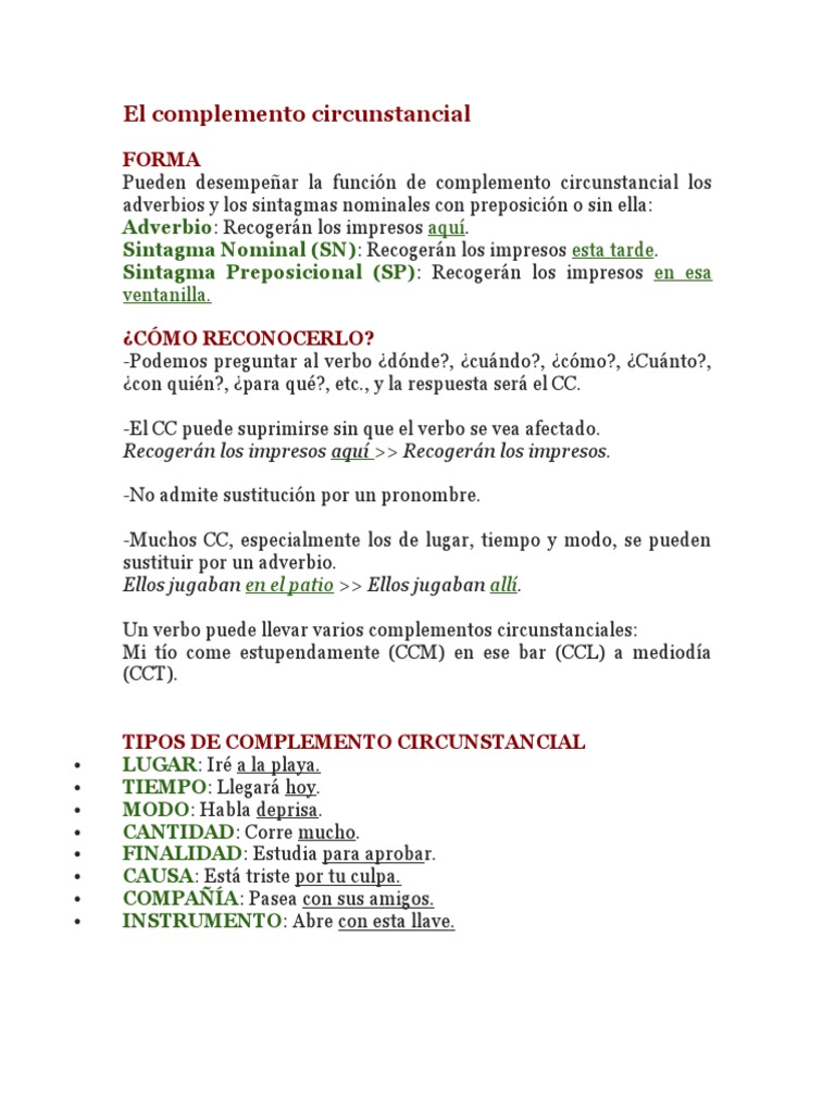 El Complemento Circunstancial | PDF