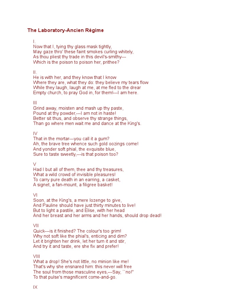 The Laboratory - Ancien Regime Poem | PDF