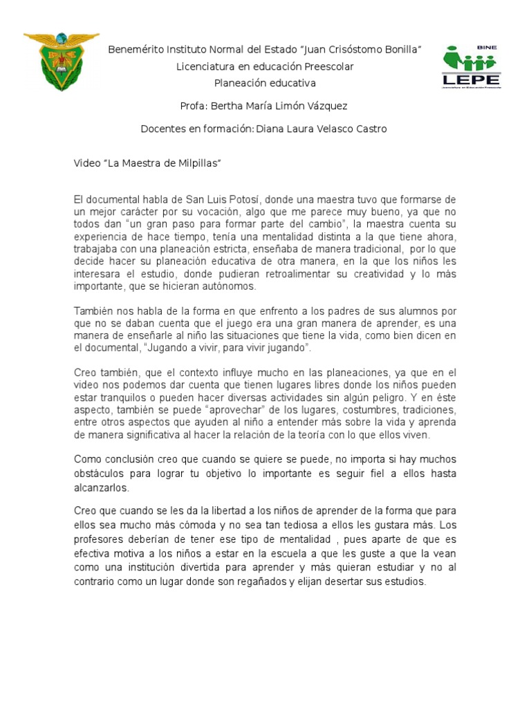 La Maestra de Milpillas | PDF | Modificación de comportamiento | Conceptos psicologicos