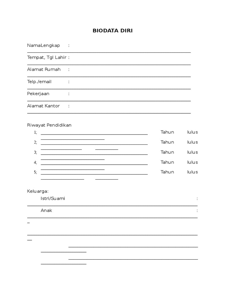 Form Biodata Diri | PDF