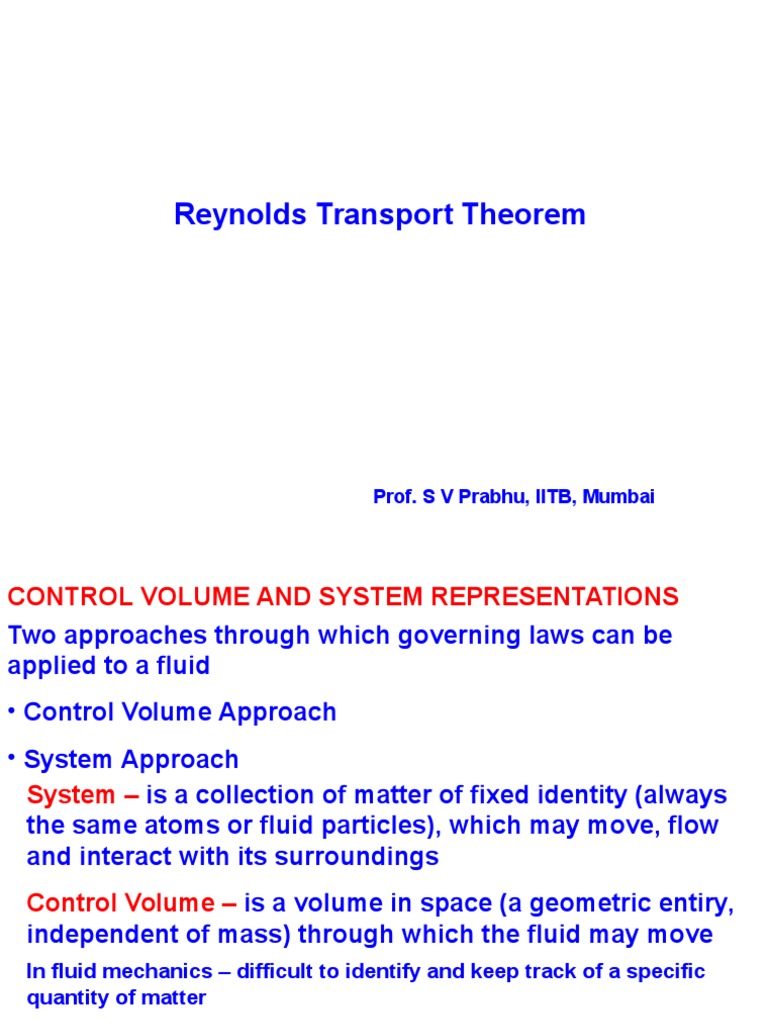 Reynolds Transport Theorem Explained | PDF | Continuum Mechanics ...