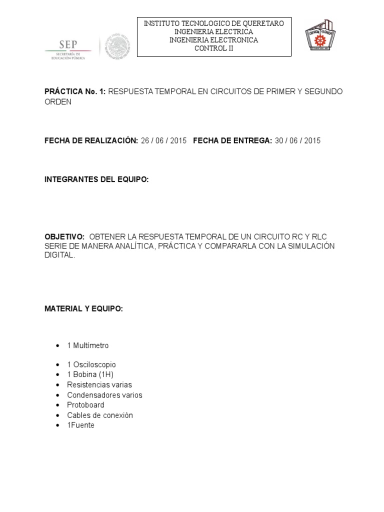 Práctica 1 Control 2 | PDF | Sistema de control | Realimentación