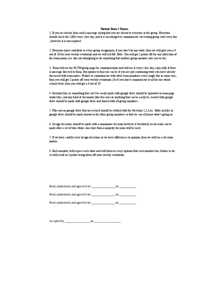 Virtual Team Collaboration Norms | PDF | Computers