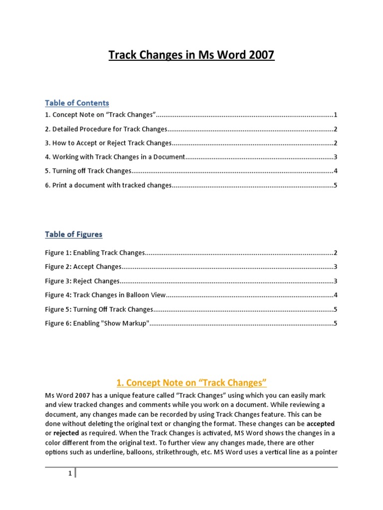 Track Changes Guide for Word 2007 | PDF | Writing | Microsoft Word