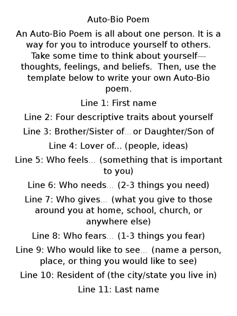 Bio Poem | PDF | General Fiction