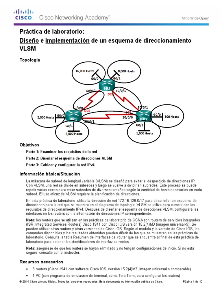 CUEVA - RUIZ - MIGUEL - MARCELO-9.2.1.4 Lab - Designing and Implementing A VLSM Addressing ...