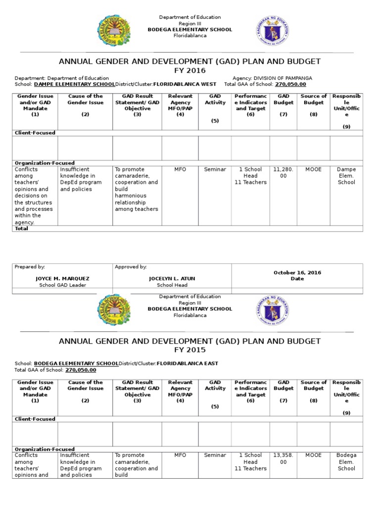 ANNUAL GAD Plan and Budget | PDF | Economies