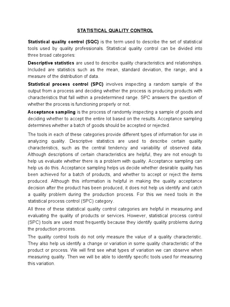 Statistical Quality Control | PDF | Statistics | Mean