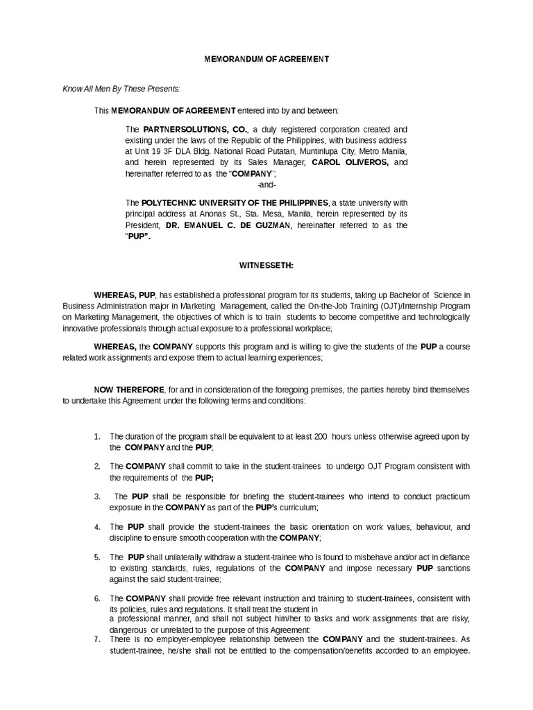 Sample of MOA | PDF | Government | Virtue